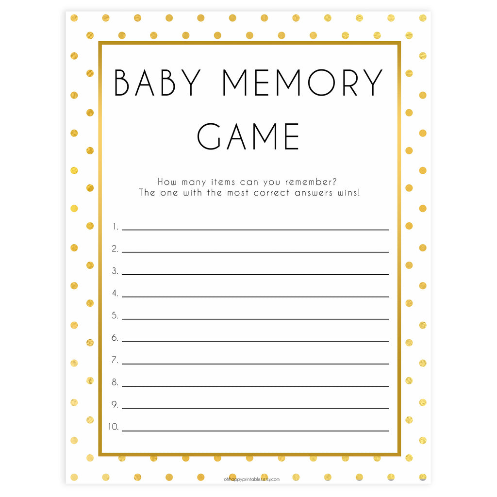 Baby Memory Game - Gold Dots Printable Baby Games – OhHappyPrintables