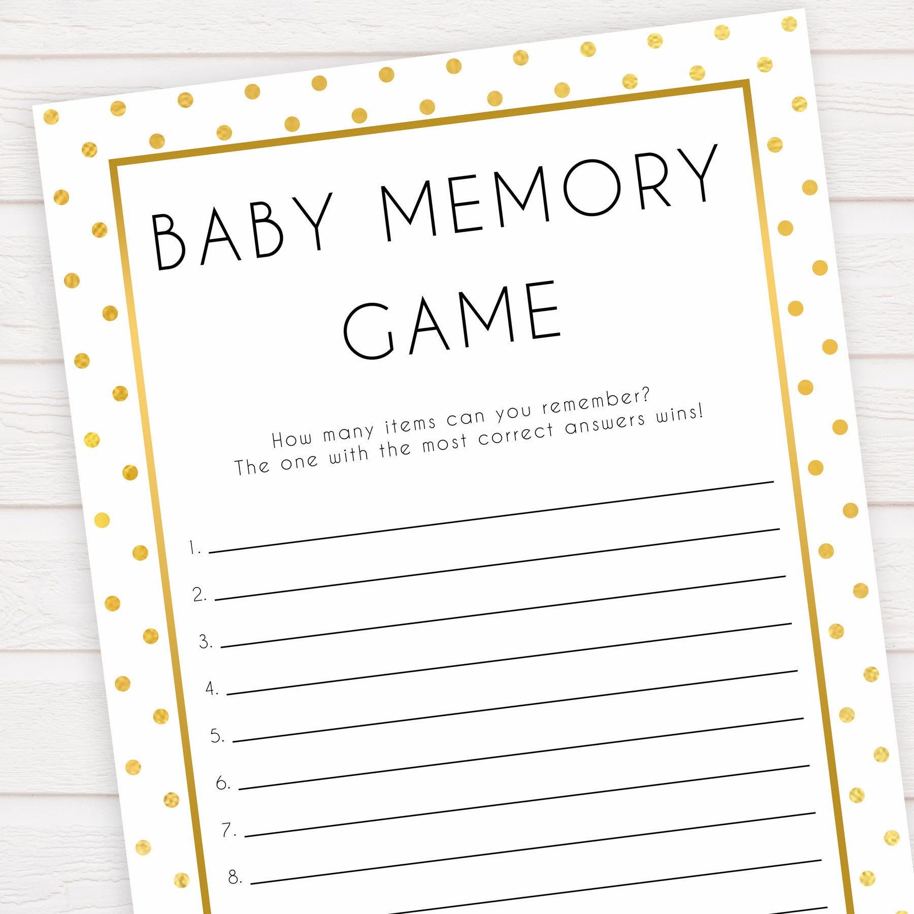Baby Memory Game - Gold Dots Printable Baby Games – OhHappyPrintables