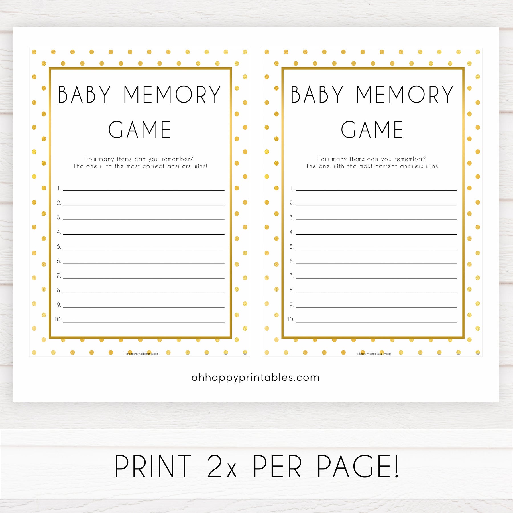 Baby Memory Game - Gold Dots Printable Baby Games – OhHappyPrintables