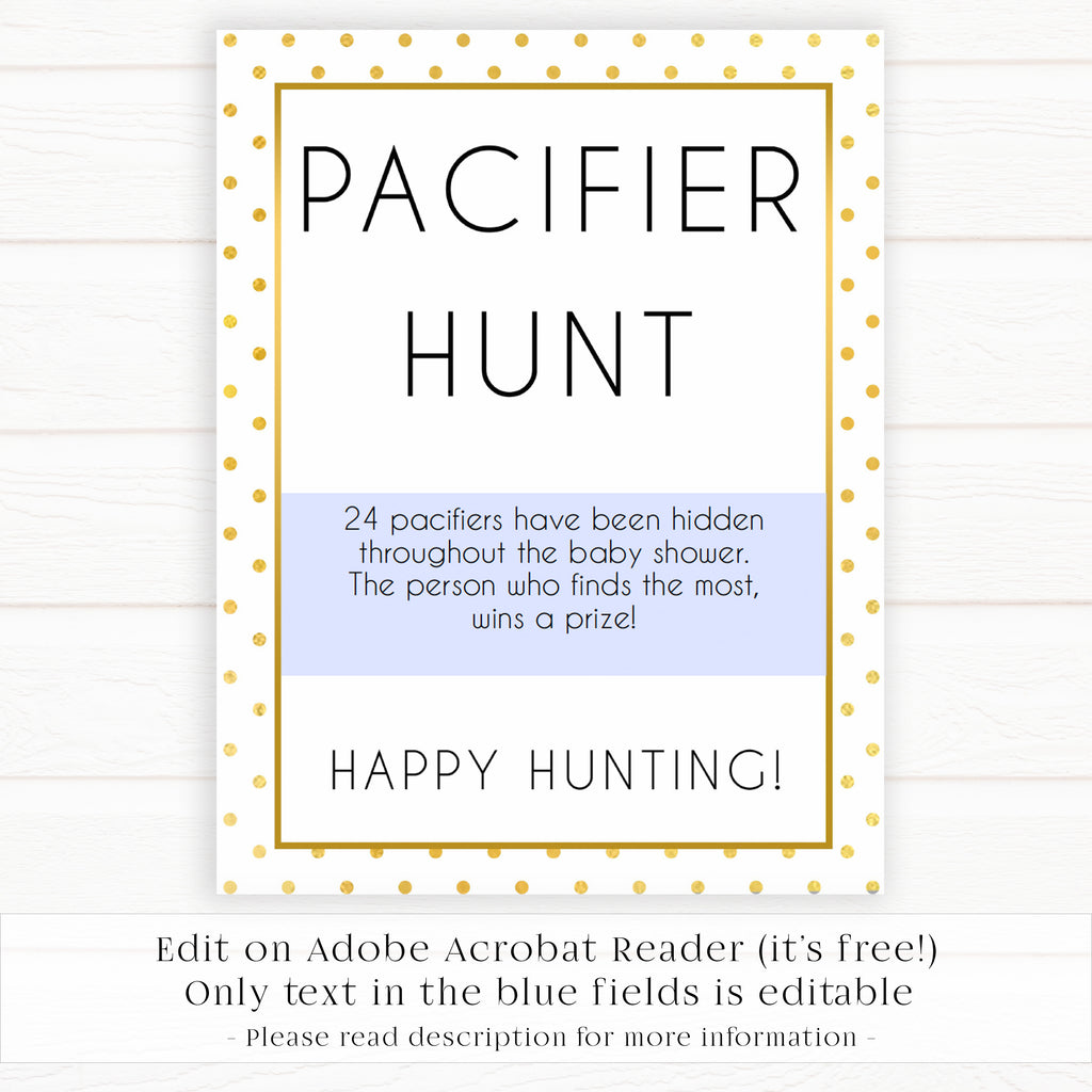 Pacifier Hunt - Gold Dots Printable Baby Games – OhHappyPrintables