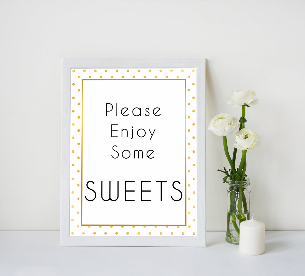 Sweets Sign - Gold Dots Printable Baby Shower Signs – OhHappyPrintables