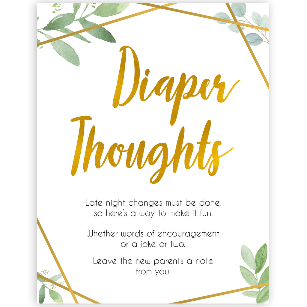 Diaper Thoughts | Geometric Printable baby shower Games – OhHappyPrintables