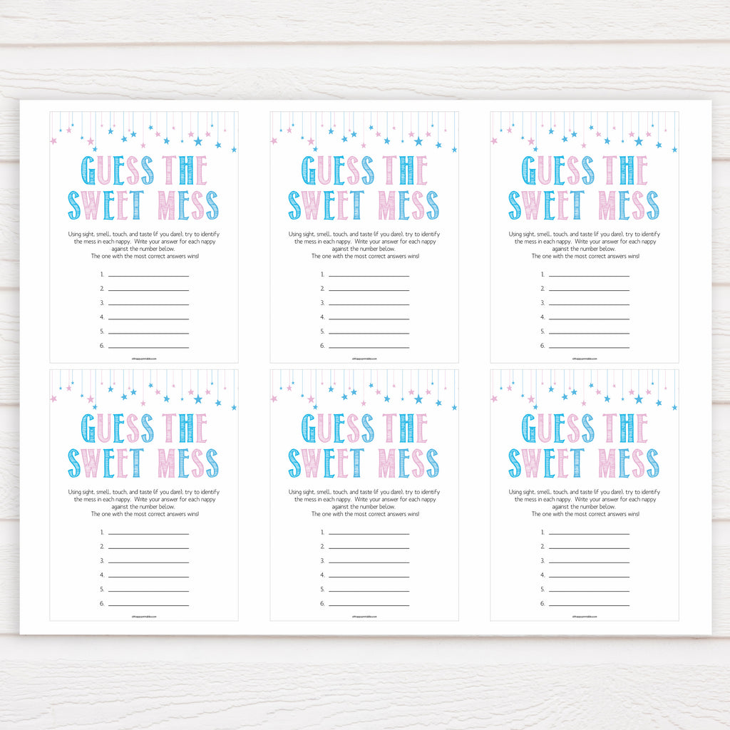 Guess The Sweet Mess - Printable Gender Reveal Baby Shower Games ...