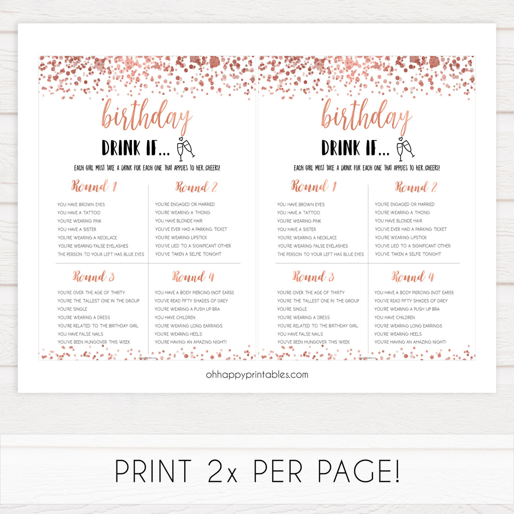 7 Rose Gold Birthday Games - Printable Birthday Games Pack ...