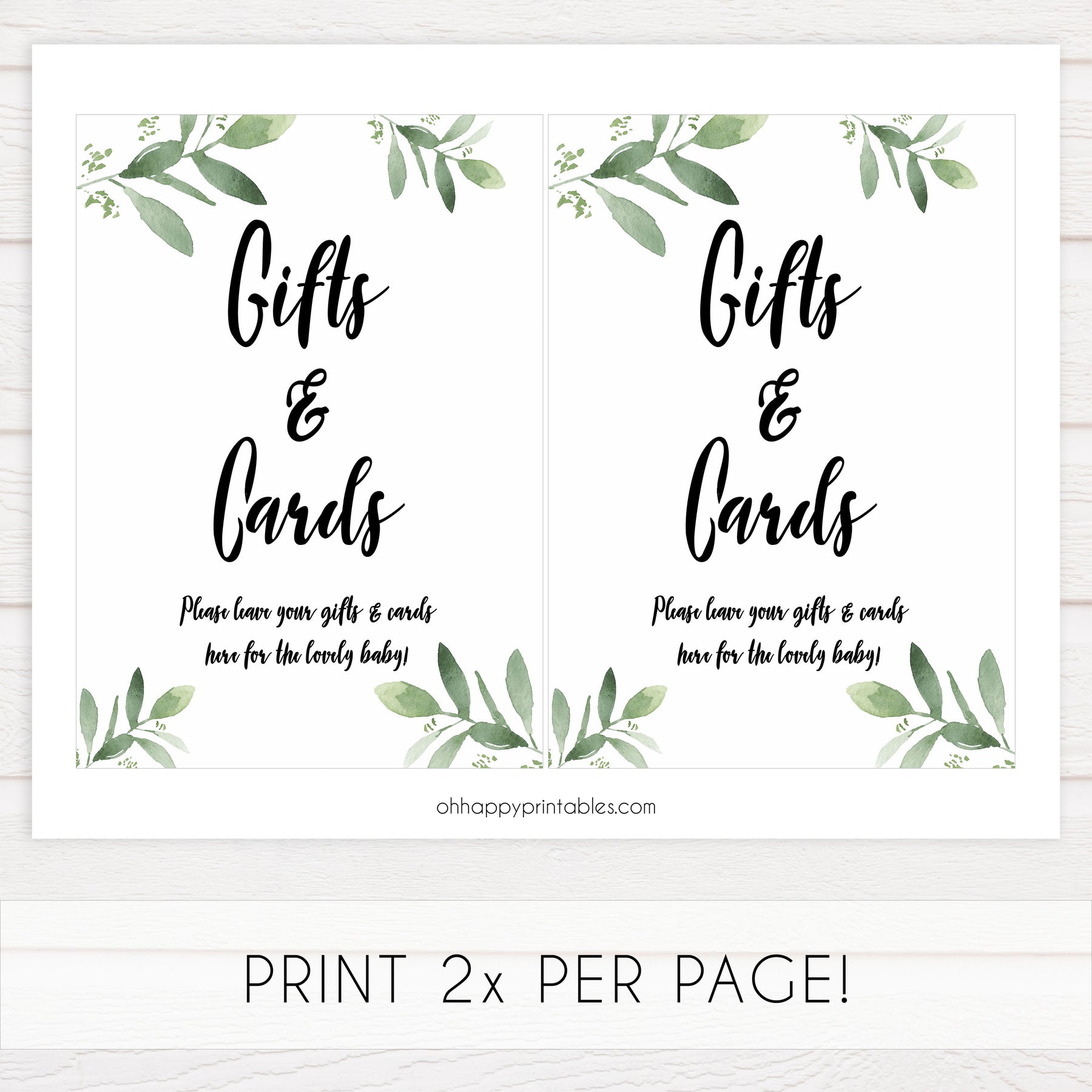 Gifts & Cards Sign - Botanical Printable Baby Shower Signs ...