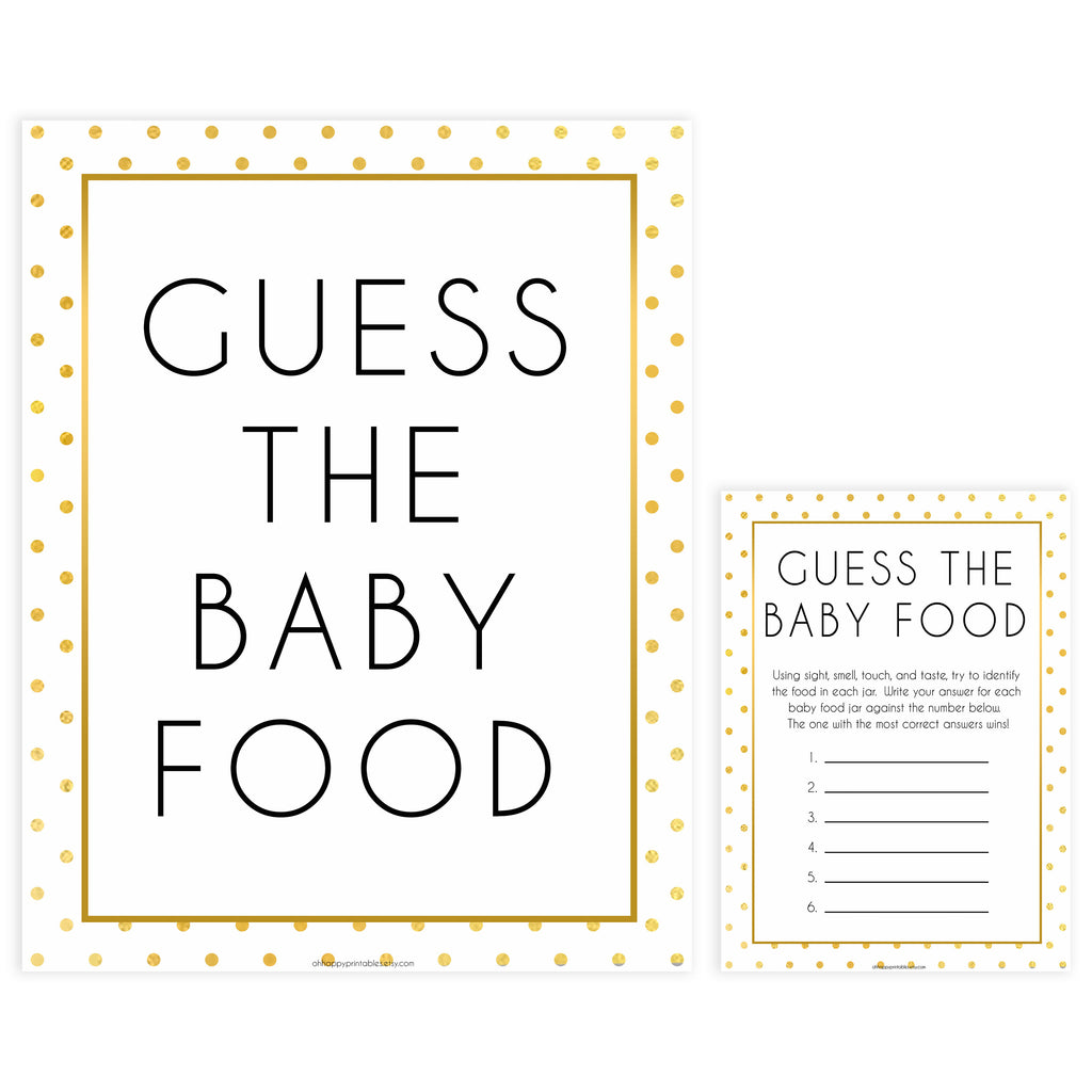 Guess The Baby Food Game - Gold Dots Printable Baby Games ...