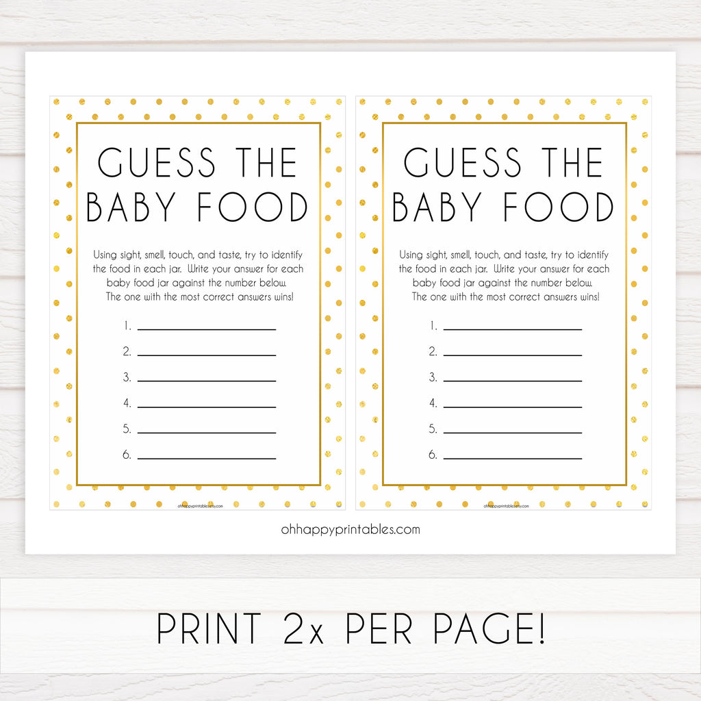Guess The Baby Food Game - Gold Dots Printable Baby Games ...
