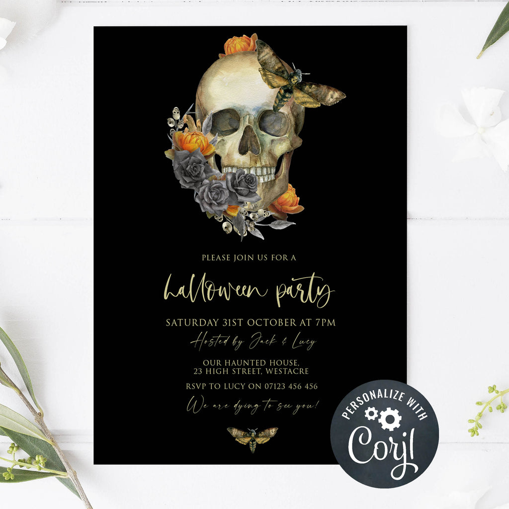 EDITABLE Skull Halloween Invitation | Halloween Invitations ...