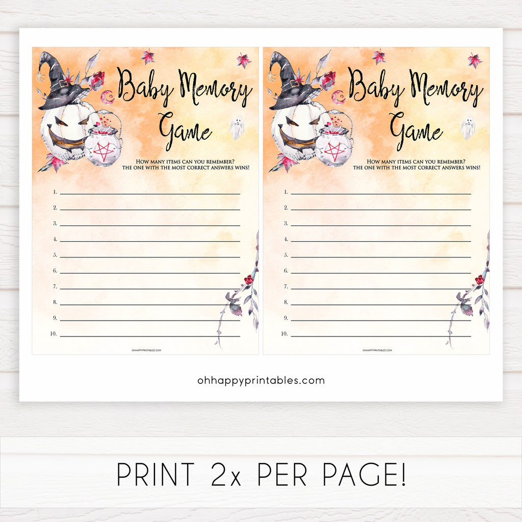 Baby Memory Game - Halloween Pumpkin Printable Baby Shower Games ...