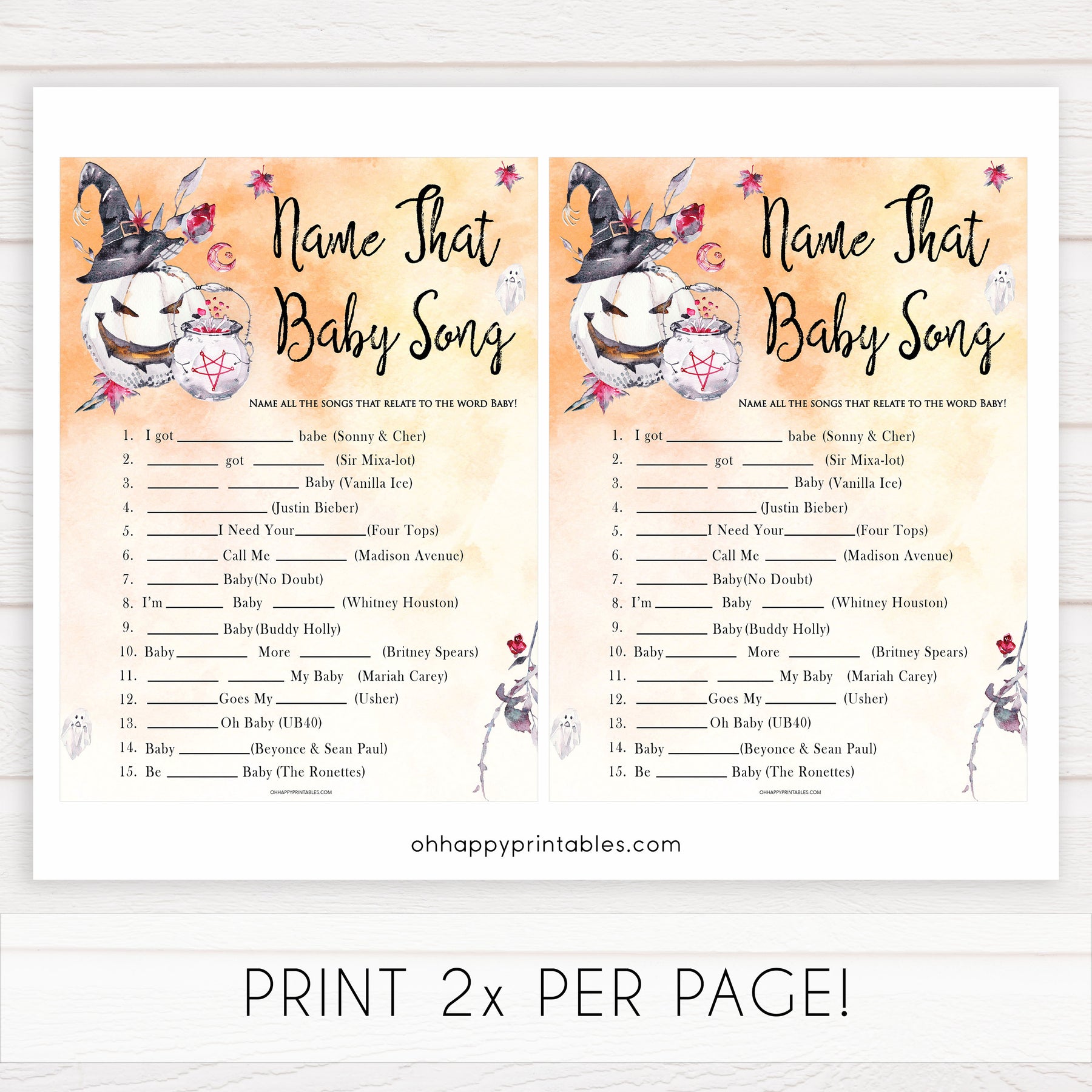 Name That Baby Song - Halloween Pumpkin Printable Baby Shower Games ...