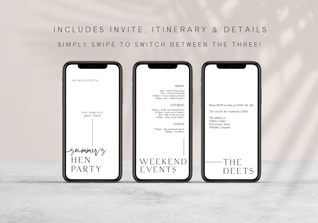 EDITABLE Hen Party Invitation - Modern Bachelorette Collection ...