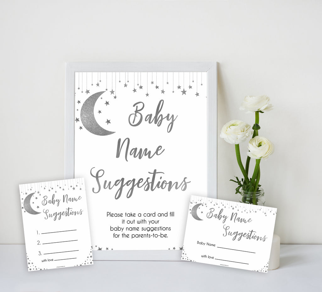 Baby Name Suggestions Game - Silver Little Star Printable Baby Games ...