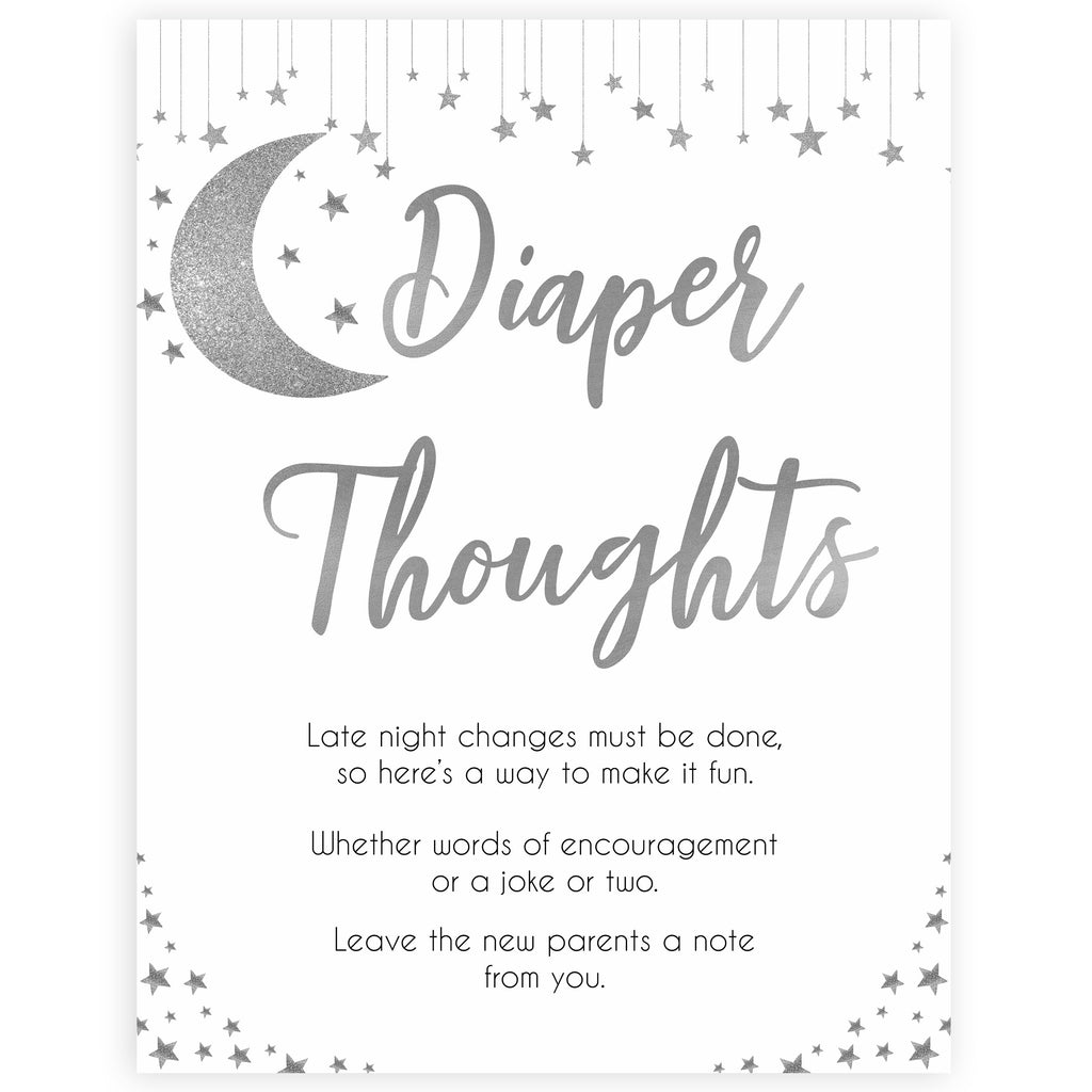 Diaper Thoughts | Silver Little Star Printable baby shower Games ...