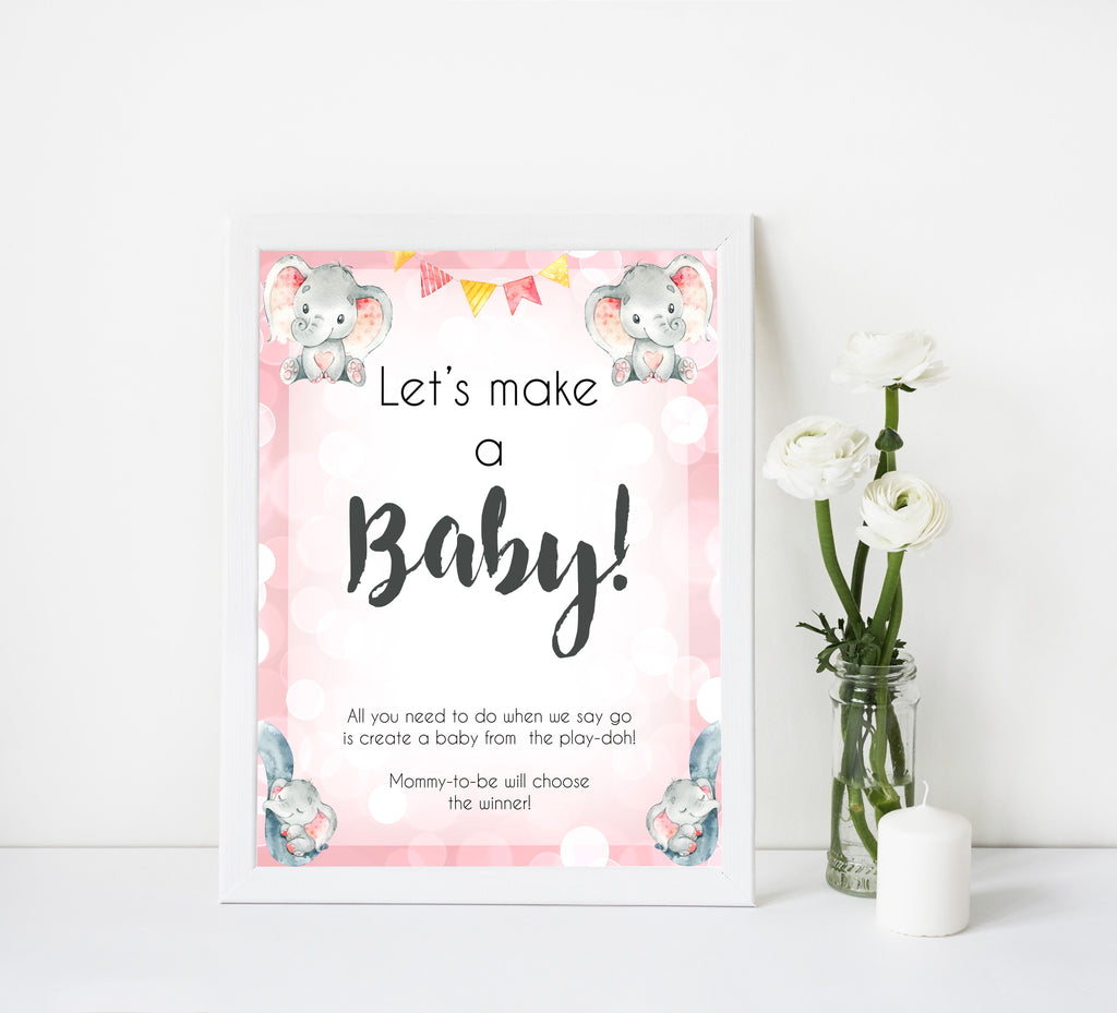 Lets Make A Baby Game - Printable Pink Elephant Baby Games ...