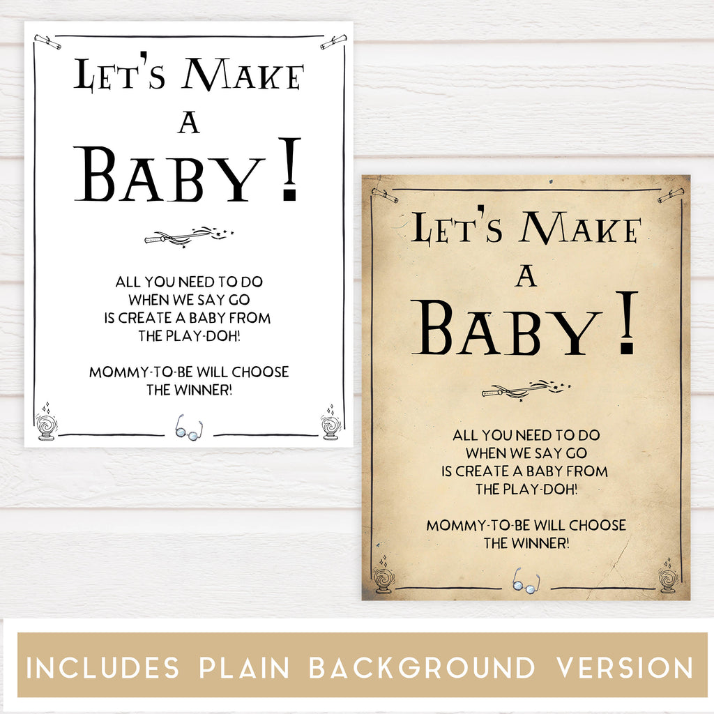 Lets Make A Baby Game - Printable Wizard Baby Shower Games ...