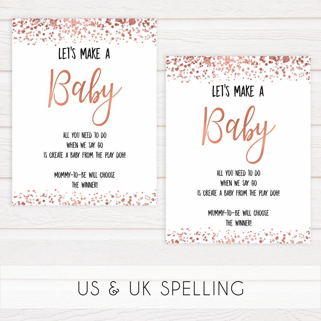 Lets Make A Baby Game - Printable Rose Gold Baby Games – OhHappyPrintables