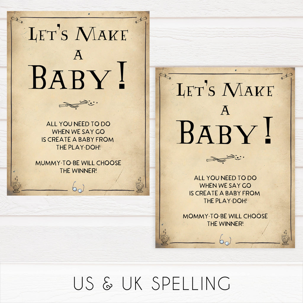 Lets Make A Baby Game - Printable Wizard Baby Shower Games ...