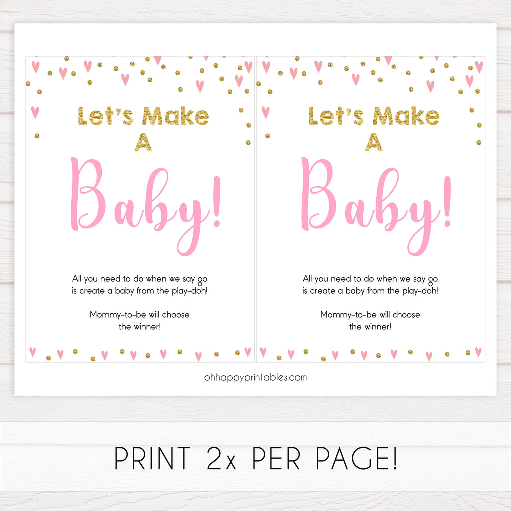 Lets Make A Baby Game - Printable Small Pink Hearts Baby Games ...
