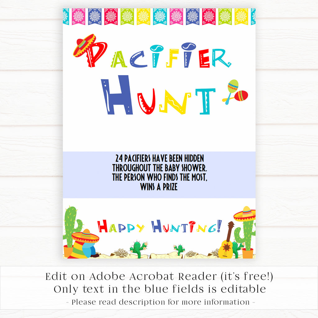 Pacifier Hunt - Mexican Fiesta Printable Baby Games – OhHappyPrintables