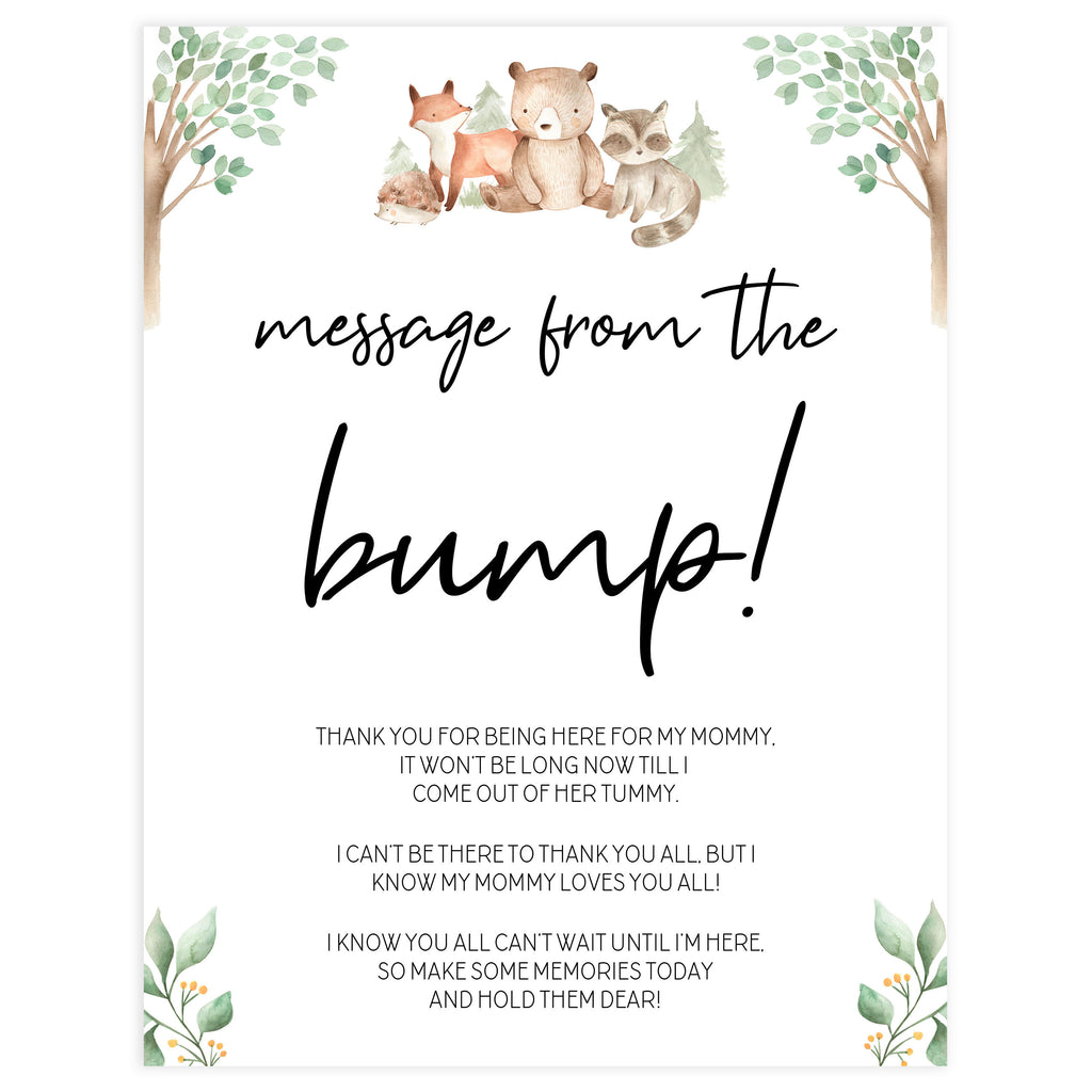 A Message From The Bump - Woodland Animals Printable Baby Shower Games ...