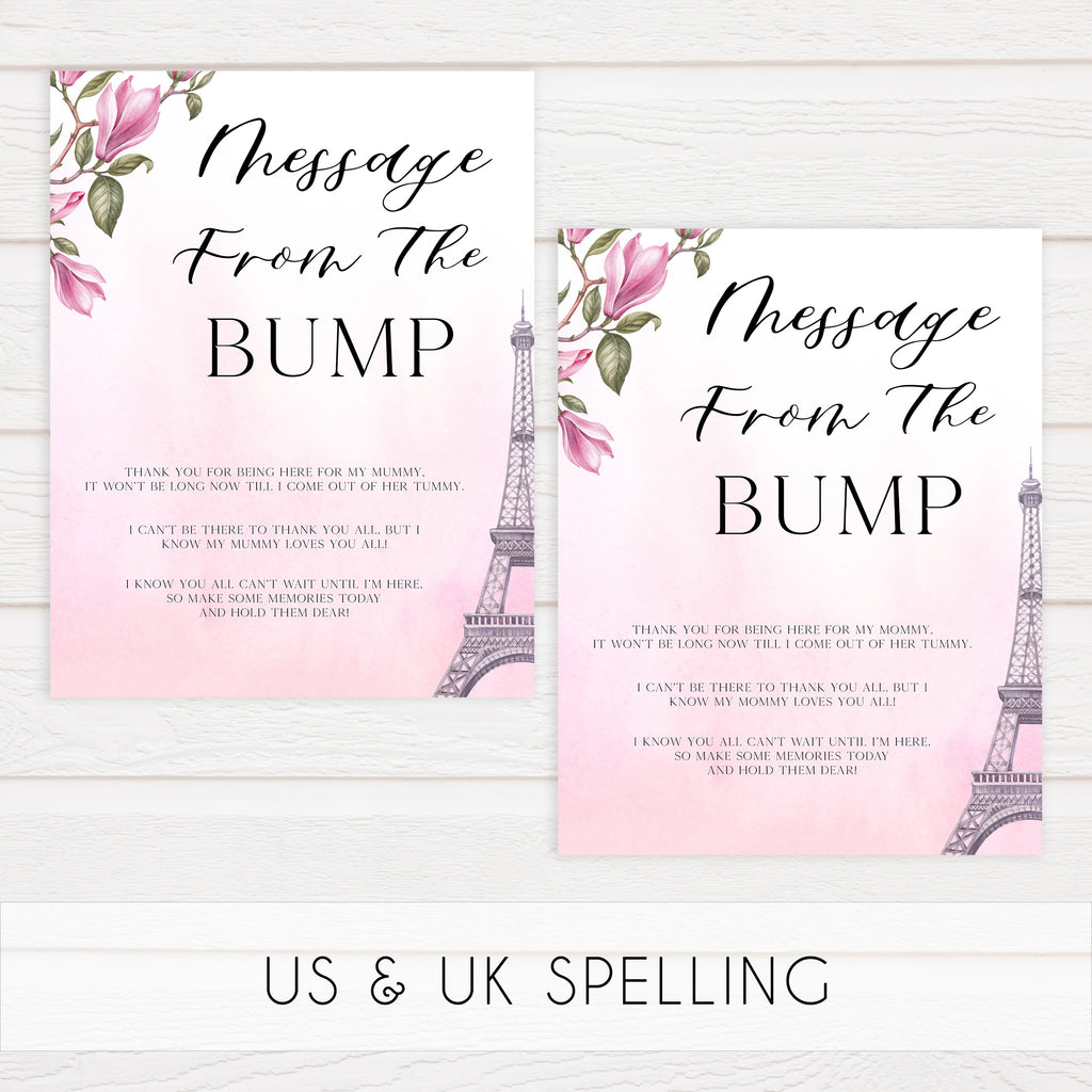 A Message From The Bump - Parisian Printable Baby Shower Games ...