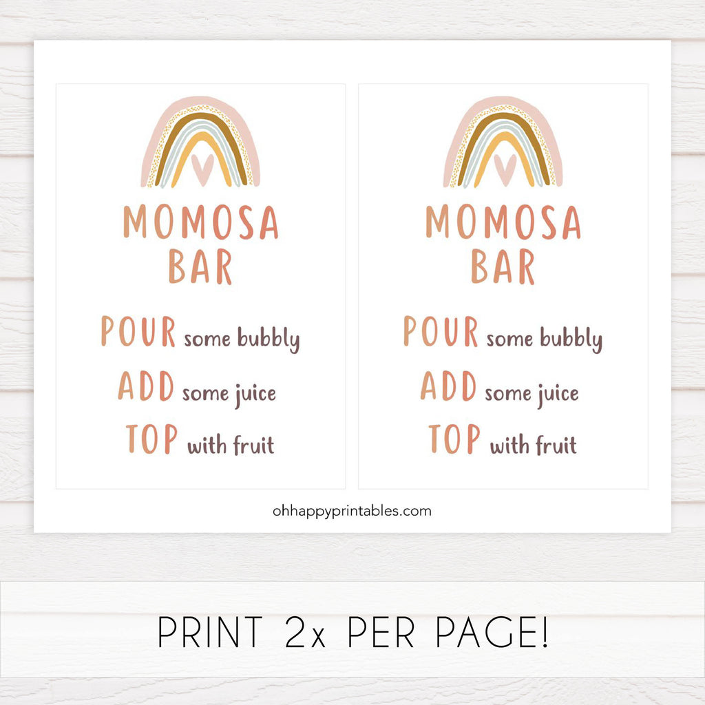 Momosa Sign - Boho Rainbow Printable Baby Shower Signs – OhHappyPrintables
