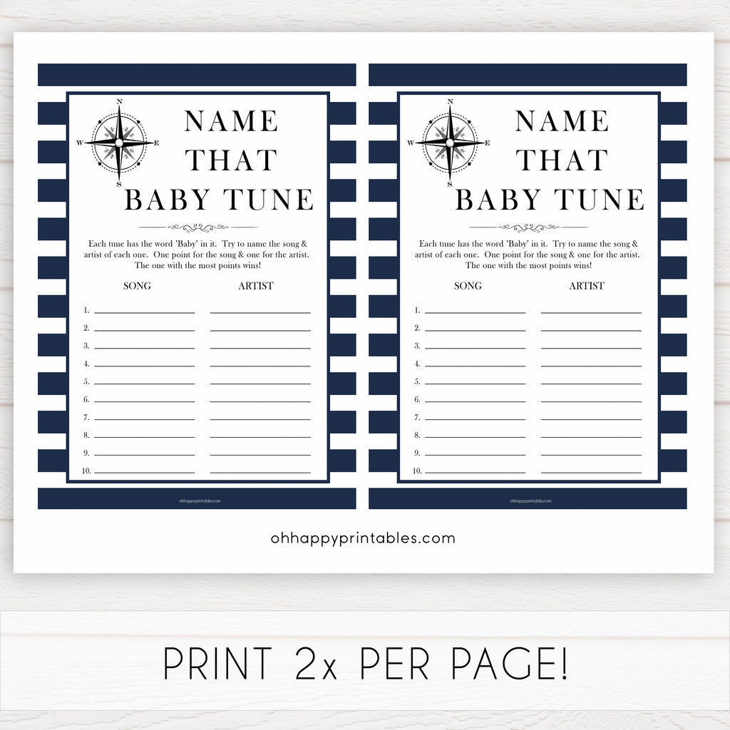 Name That Baby Tune - Nautical Printable Baby Shower Games ...