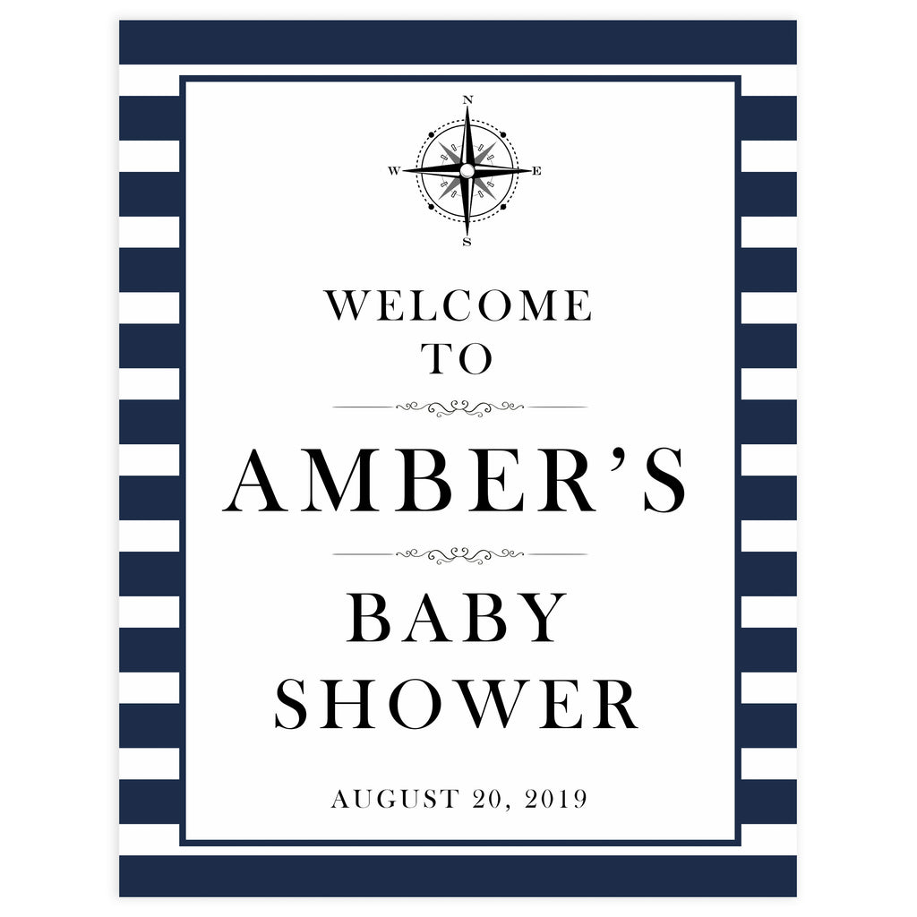 Baby Shower Welcome Sign - Nautical Printable Baby Shower Decor ...