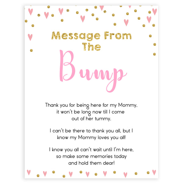 A Message From The Bump - Small Pink HeartsPrintable Baby Shower Games ...