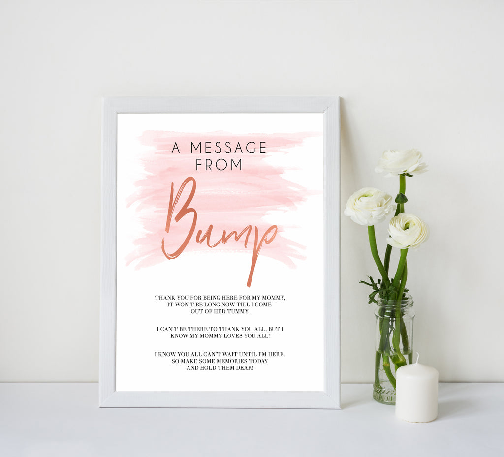 A Message From The Bump - Pink Swash Printable Baby Shower Games ...