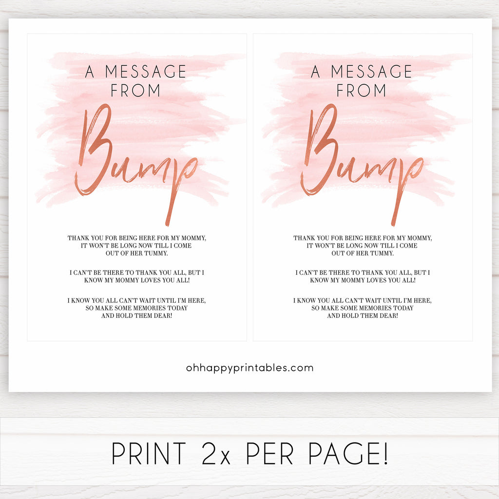 A Message From The Bump - Pink Swash Printable Baby Shower Games ...