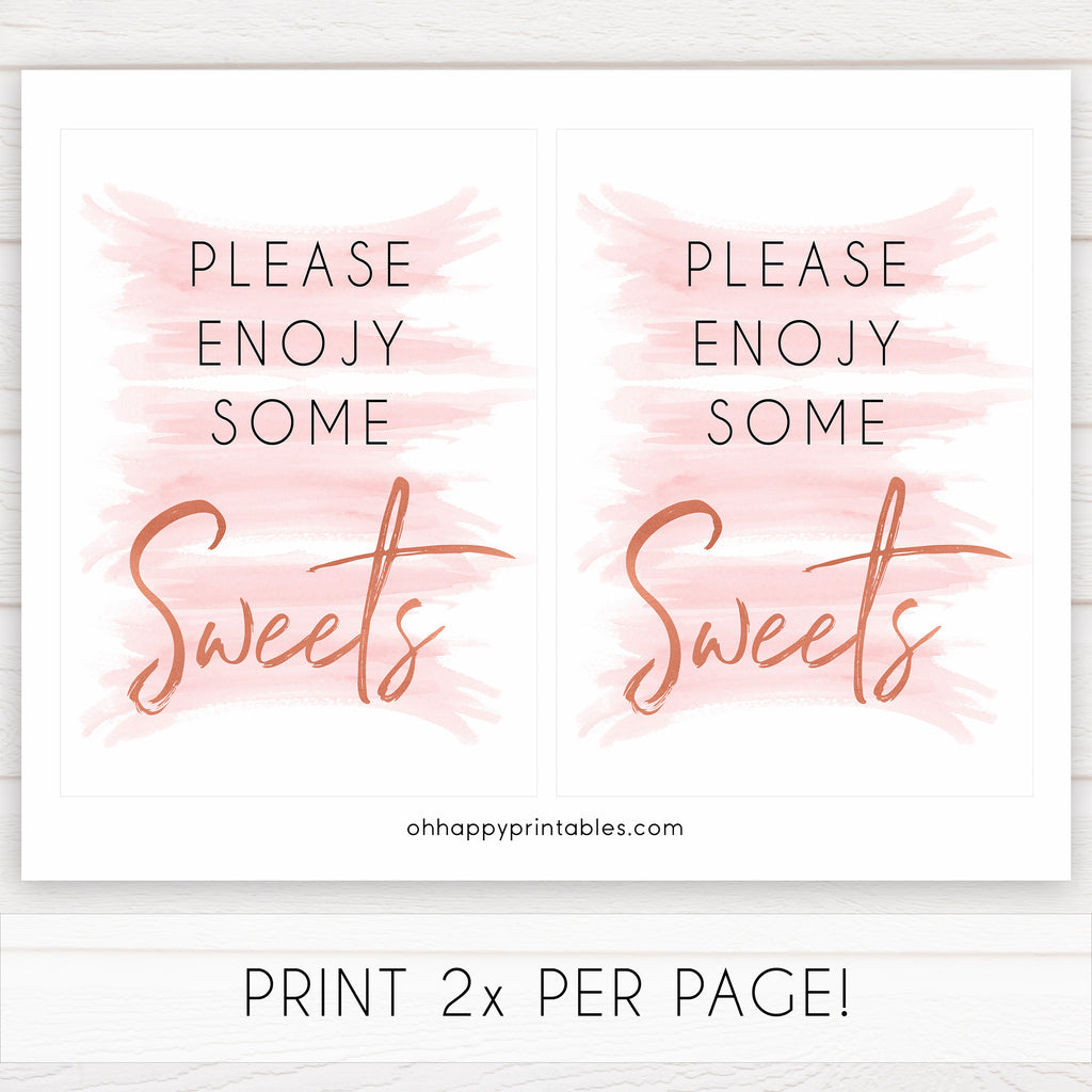 Sweets Sign - Pink Swash Printable Baby Shower Signs – OhHappyPrintables
