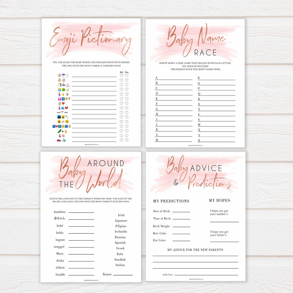 10 Pink Swash Baby Shower Games Bundle - Printable Baby Shower Games ...