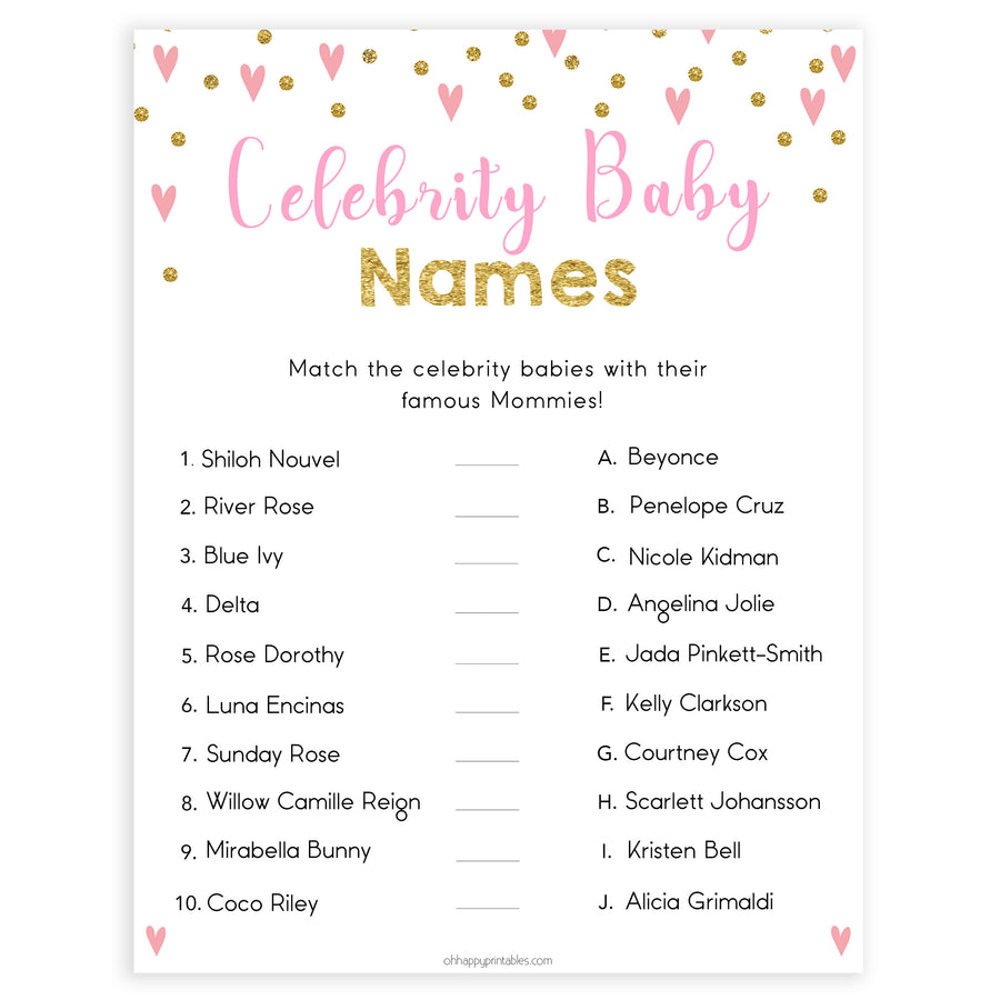 Shop Small Pink Hearts Baby Shower Printables | Oh Happy Printables ...