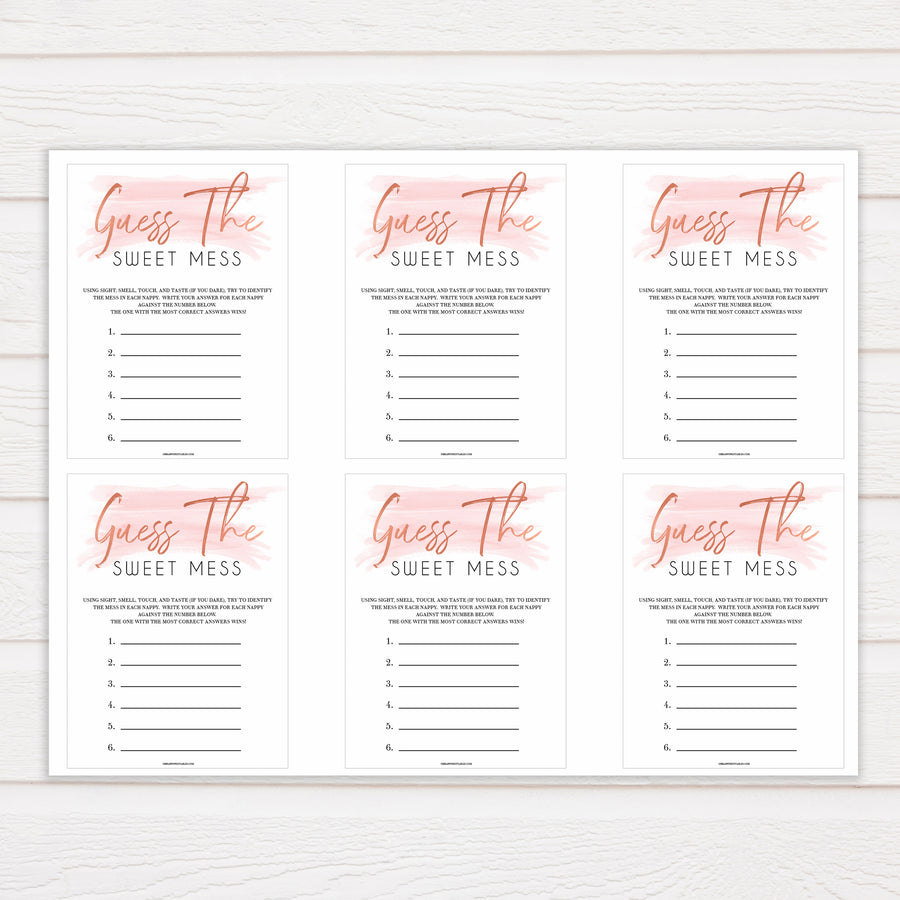 Guess The Sweet Mess - Pink Swash Printable Baby Shower Games ...