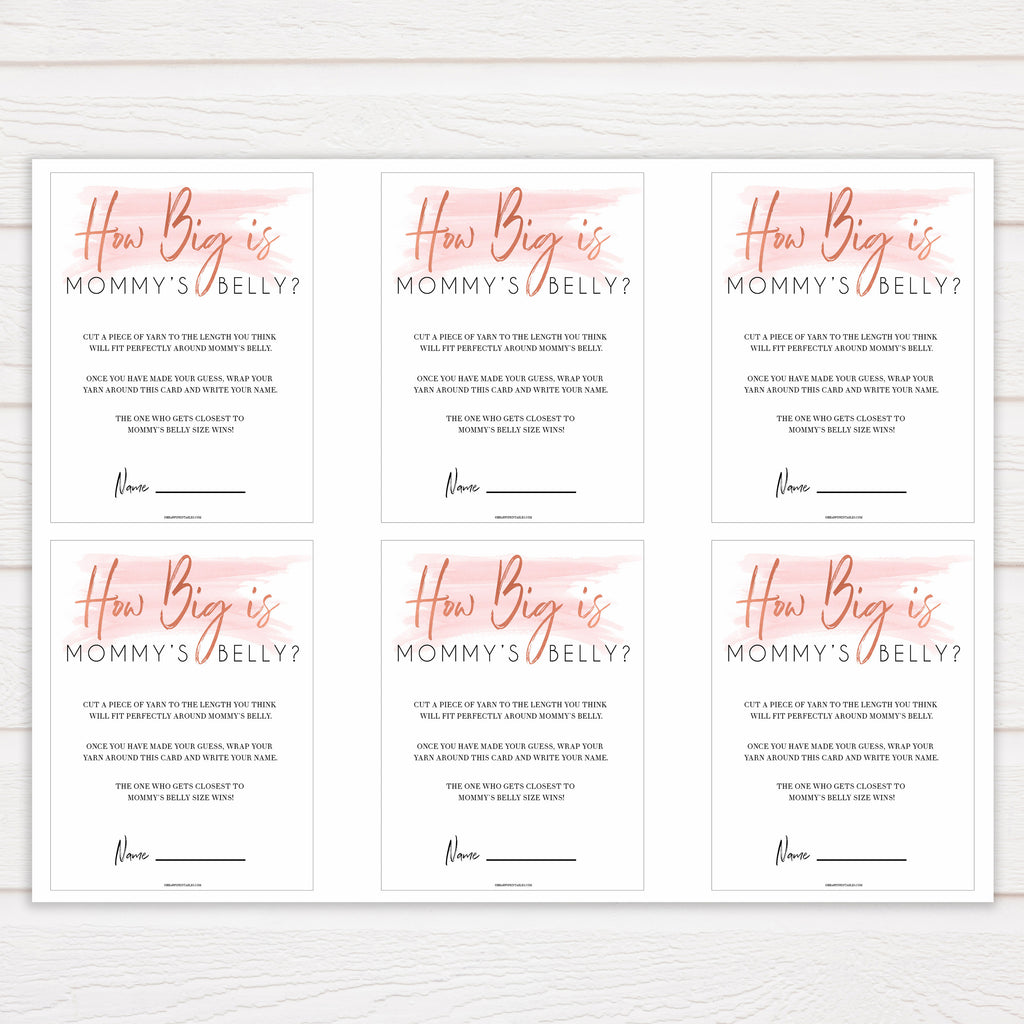 How big is Mommys Belly - Pink Swash Printable Baby Shower Games ...