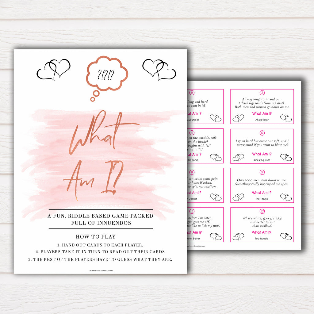What Am I Game - Pink Swash Printable Baby Shower Games – OhHappyPrintables