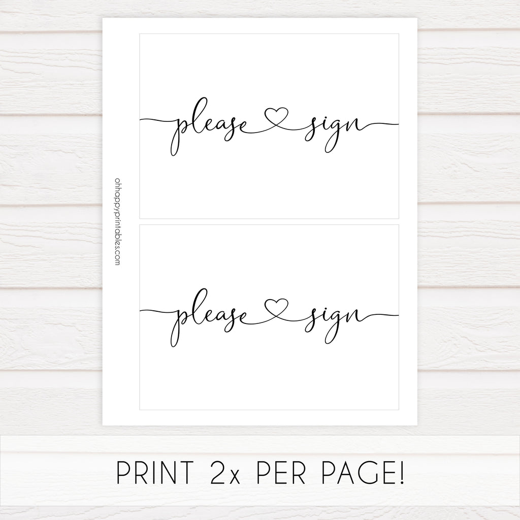 Please Sign Table Sign | Printable Wedding & Bridal Shower Stationery ...
