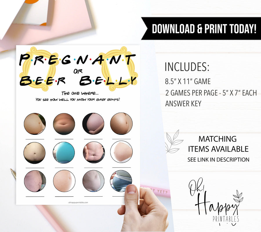 Pregnant Or Beer Belly Games - Friends Printable Baby Shower Games ...