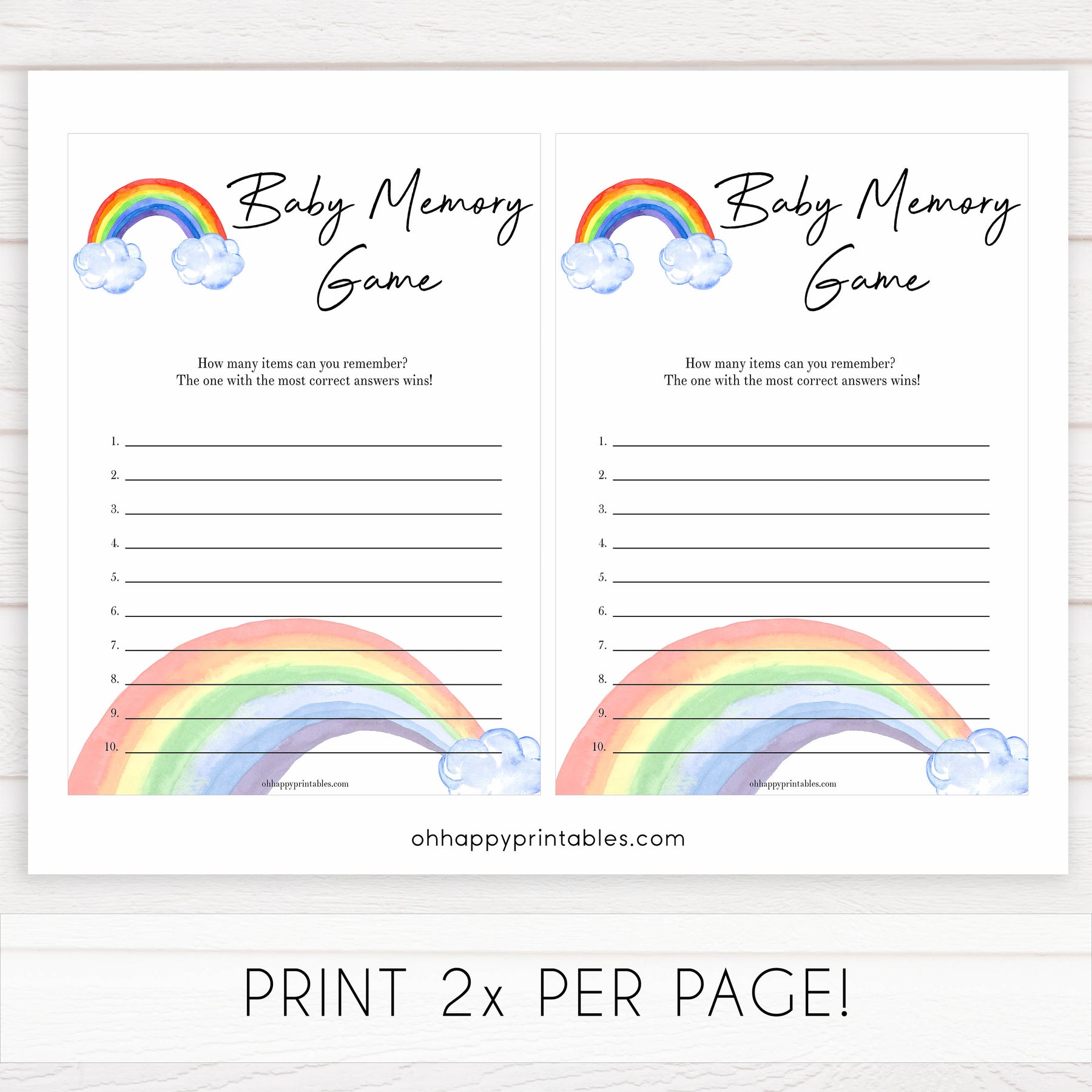 Baby Memory Game - Rainbow Printable Baby Shower Games – OhHappyPrintables