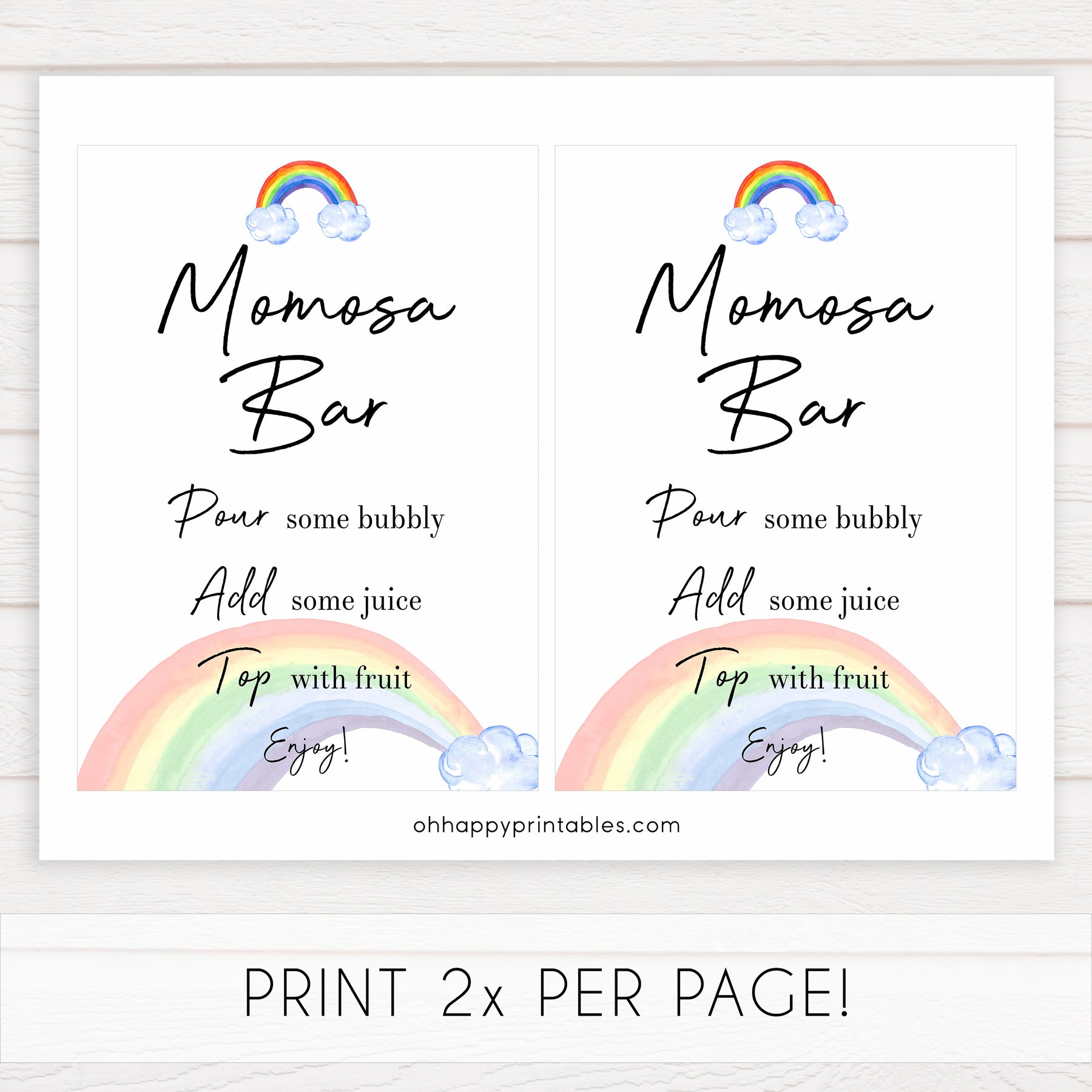 Momosa Sign - Rainbow Printable Baby Shower Signs – OhHappyPrintables