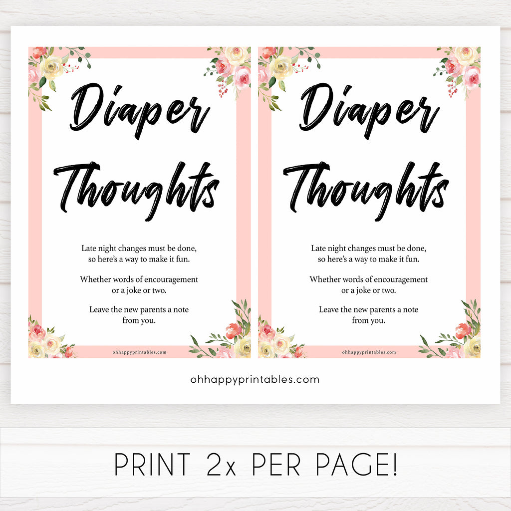 Diaper Thoughts | Spring Floral Printable baby shower Games ...