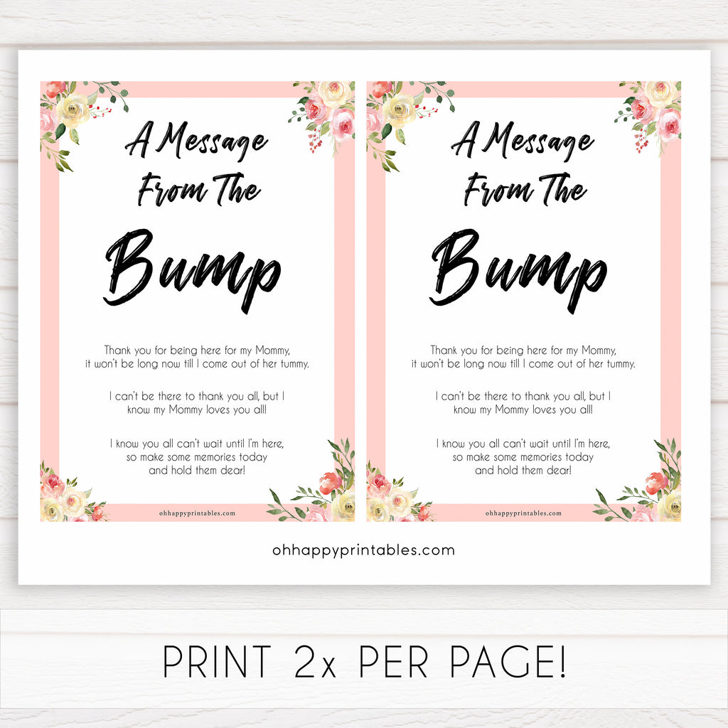 A Message From The Bump - Spring Floral Printable Baby Shower Games ...