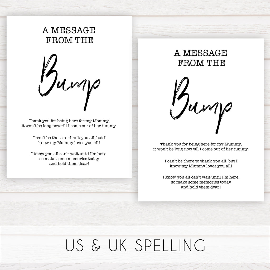 A Message From The Bump - Gender Neutral Printable Baby Shower Games ...