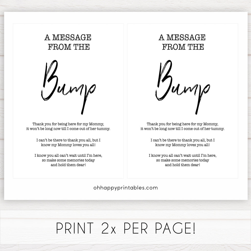 A Message From The Bump - Gender Neutral Printable Baby Shower Games ...