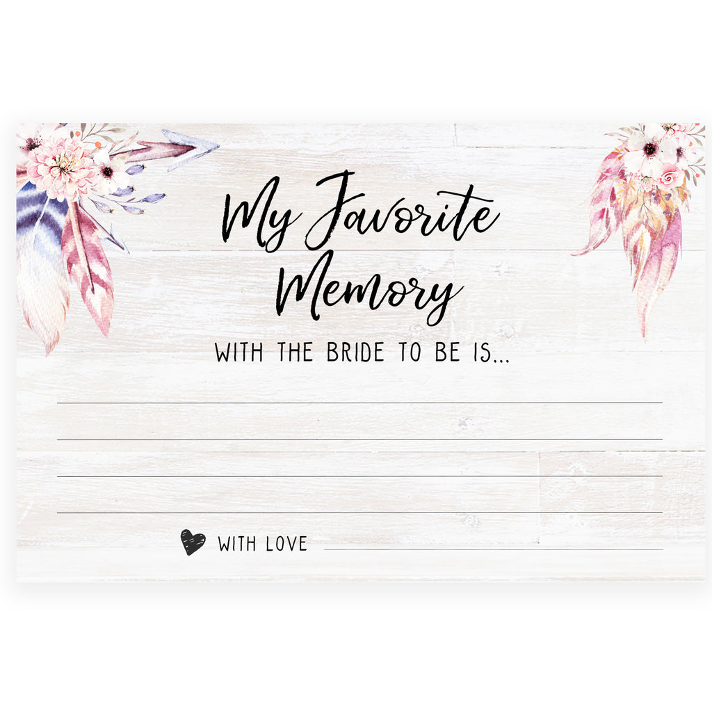 Favourite Memory with the Bride Cards | Bridal Shower Games Keepsake ...