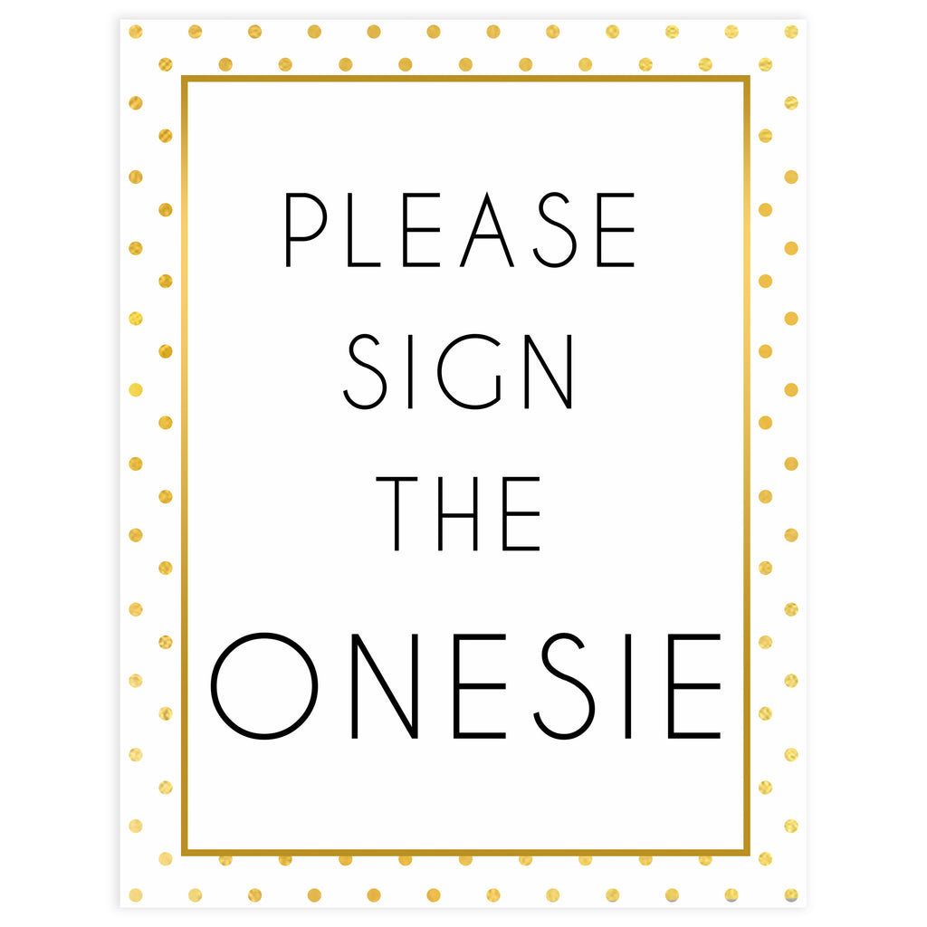 Sign The Onesie - Gold Dots Printable Baby Games – OhHappyPrintables