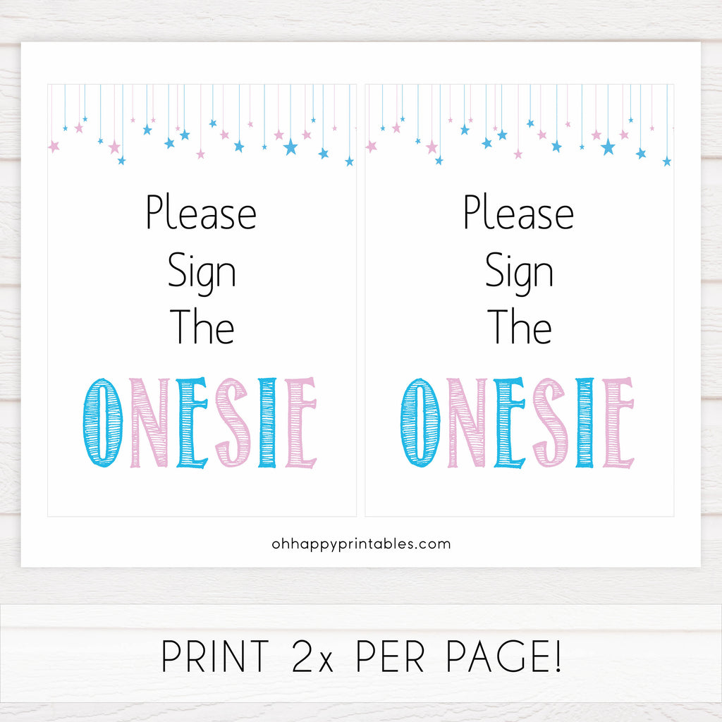 Sign The Onesie - Gold & Green Leaf Printable Baby Games ...