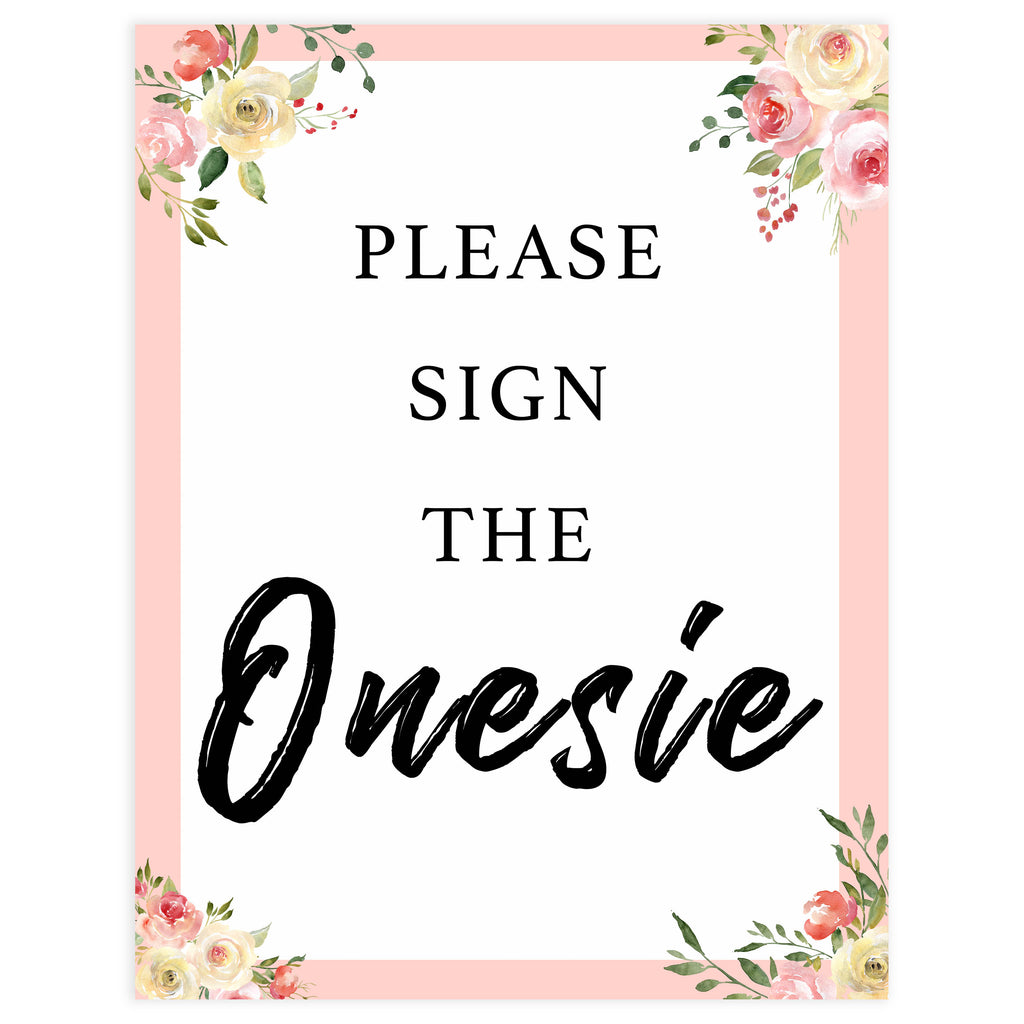 Sign The Onesie - Spring Floral Printable Baby Games – OhHappyPrintables