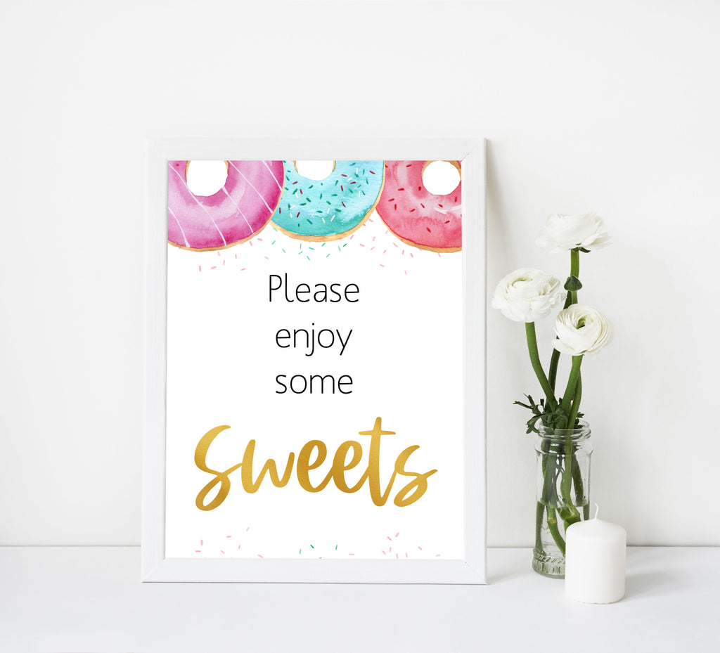 Sweets Sign - Donut Printable Baby Shower Signs – OhHappyPrintables